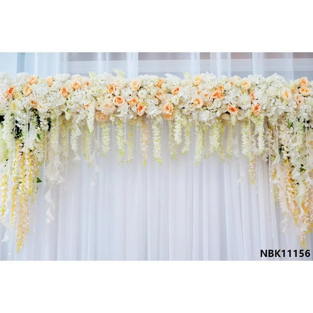 Laeacco Flower Curtain Wedding Ceremony Stage Customized Poster Photo ...
