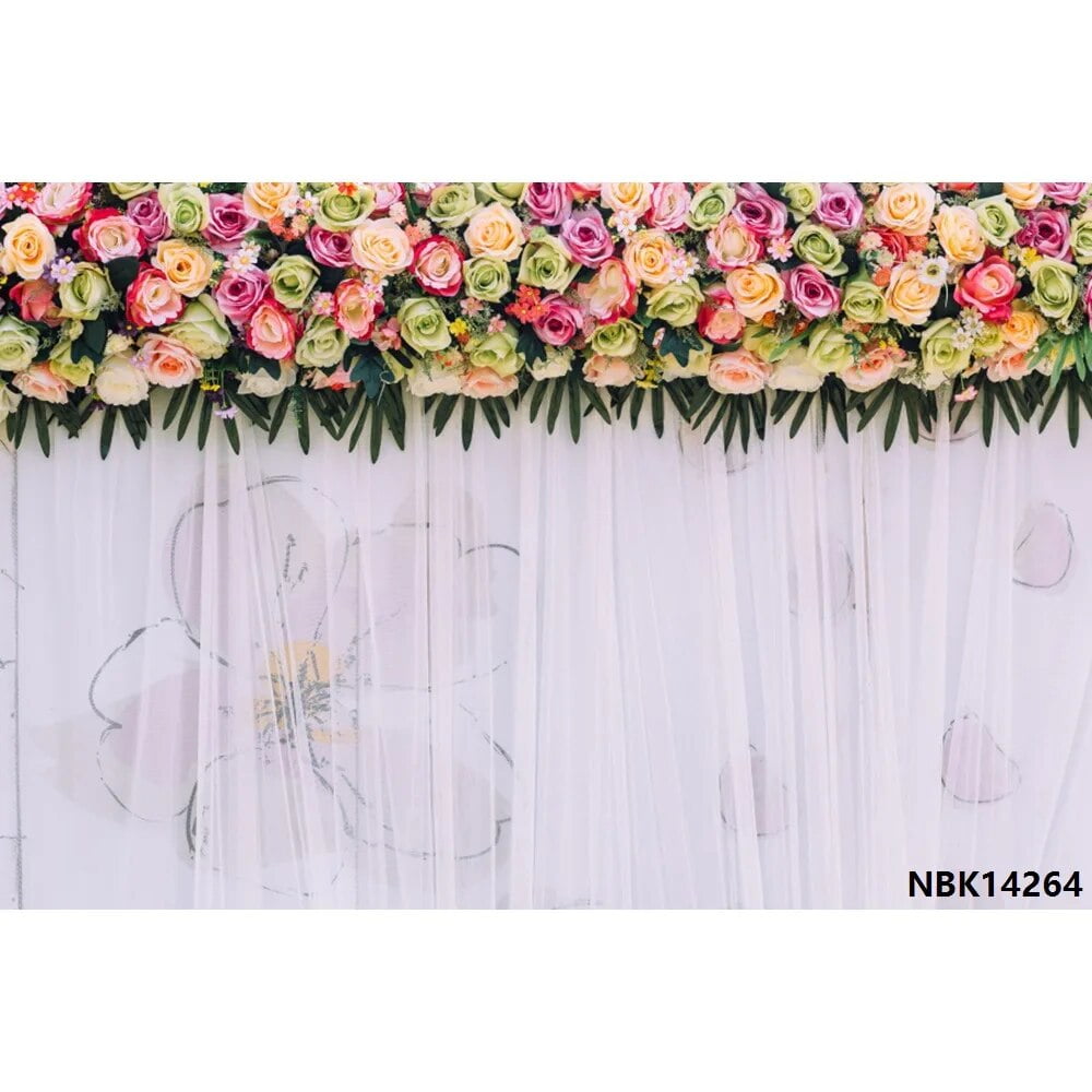 Laeacco Flower Curtain Wedding Ceremony Stage Customized Poster Photo ...