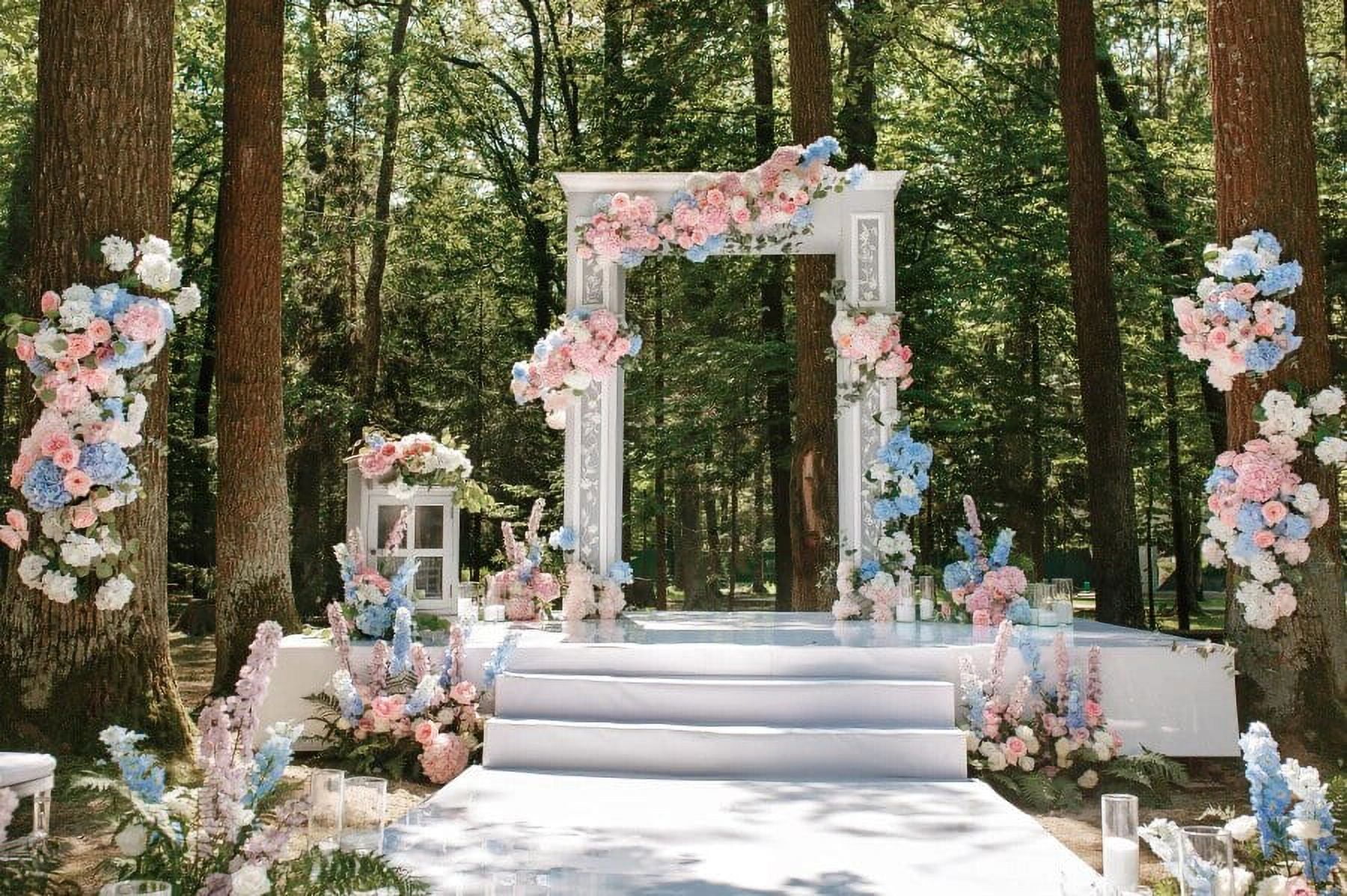 Laeacco Forest Wedding Photophone Pink Curtain Frame Flowers Grass ...