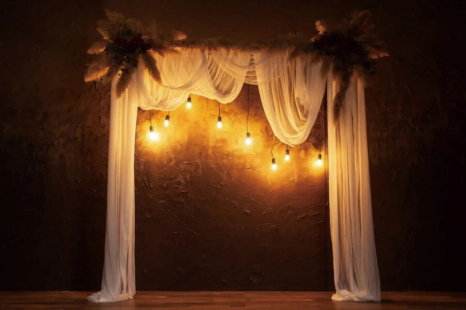 Laeacco Forest Wedding Photophone Pink Curtain Frame Flowers Grass ...