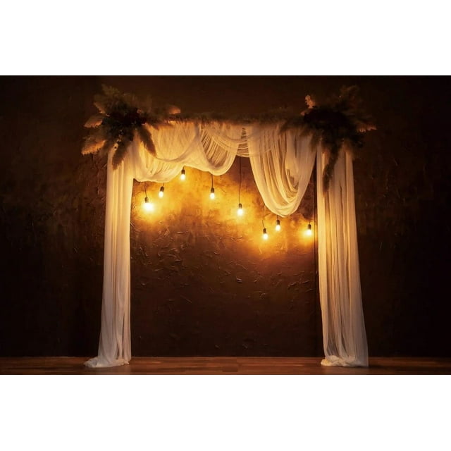 Laeacco Forest Wedding Photophone Pink Curtain Frame Flowers Grass ...