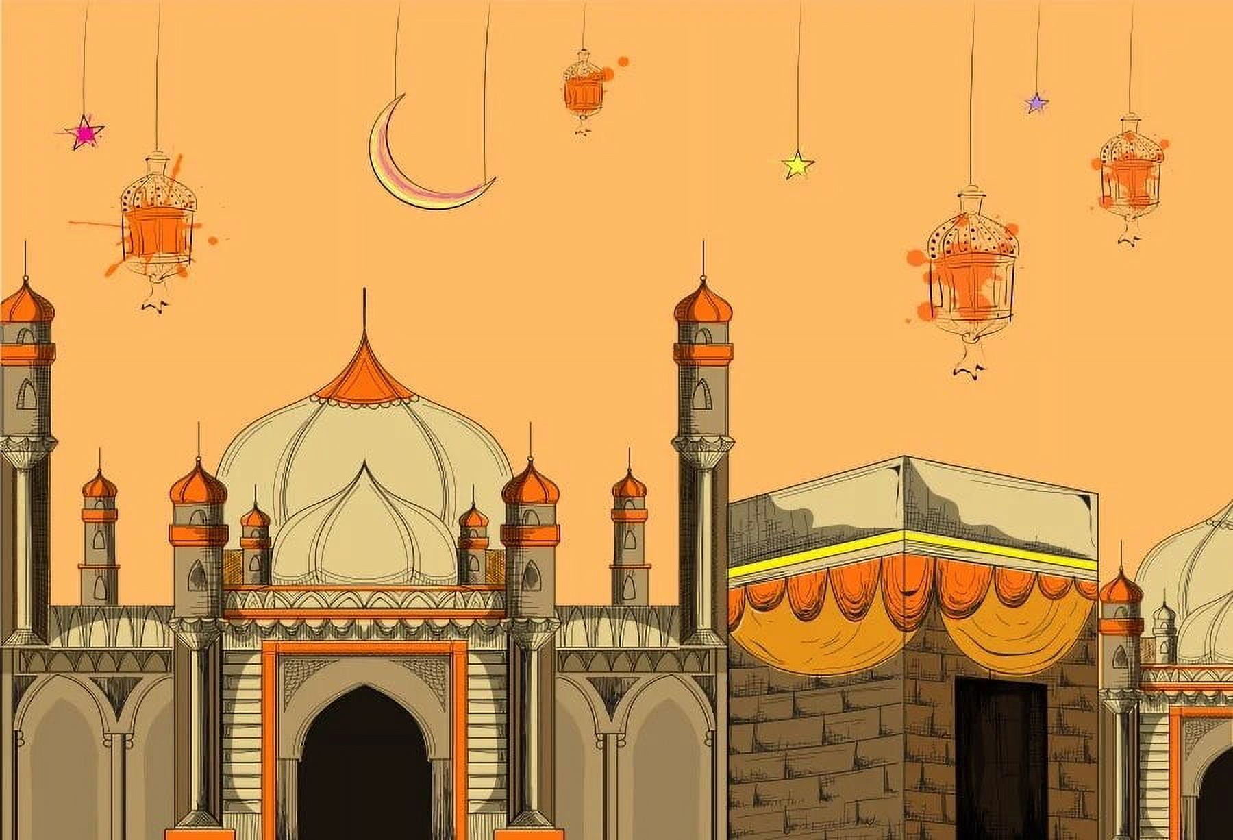 Laeacco Glitter Hajj Mubarak Background Ramadan Islamic Muslim Islam ...