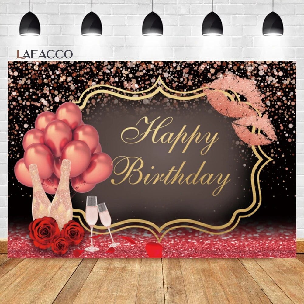 Laeacco Golden Black Balloons Glitter 18th 20th 30th Adult Birthday ...