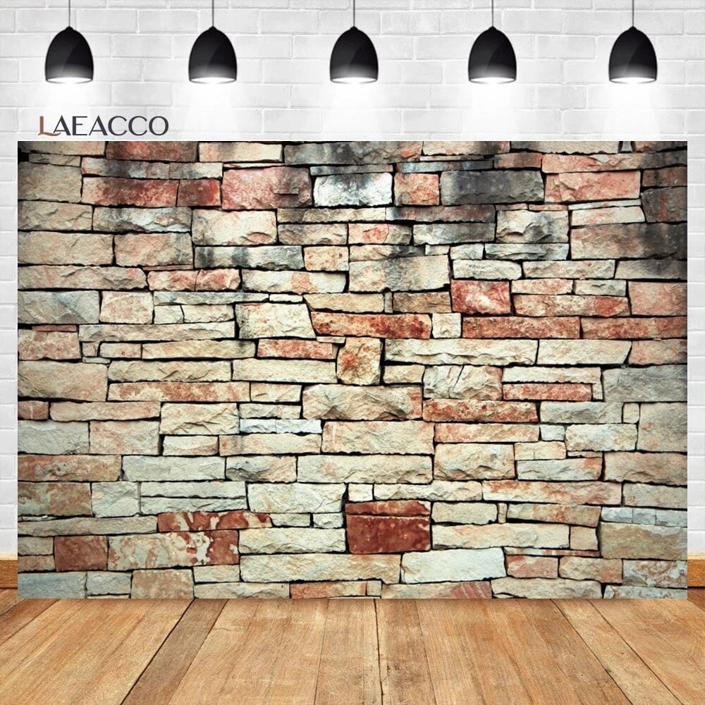 Laeacco Gray Stone Wall Backdrop Vintage Rustic Countryside Grunge ...