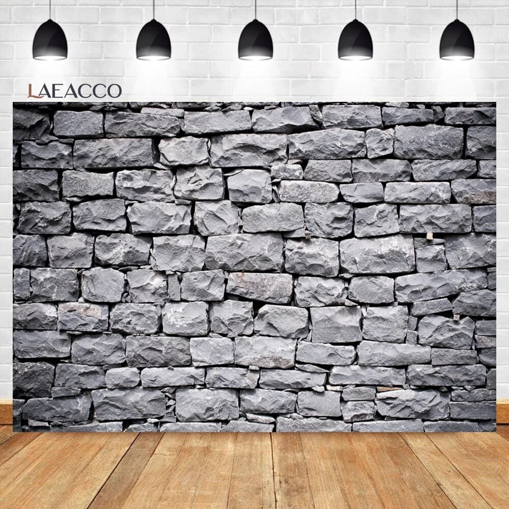 Laeacco Gray Stone Wall Backdrop Vintage Rustic Countryside Grunge ...