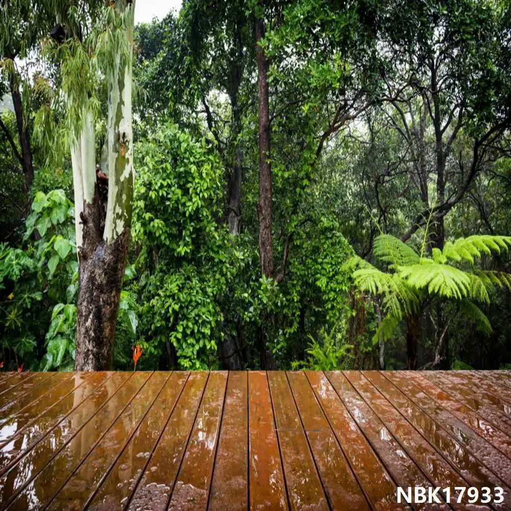 Laeacco Green Summer Tropical Palms Tree Leaves Wood Floor Baby Child ...