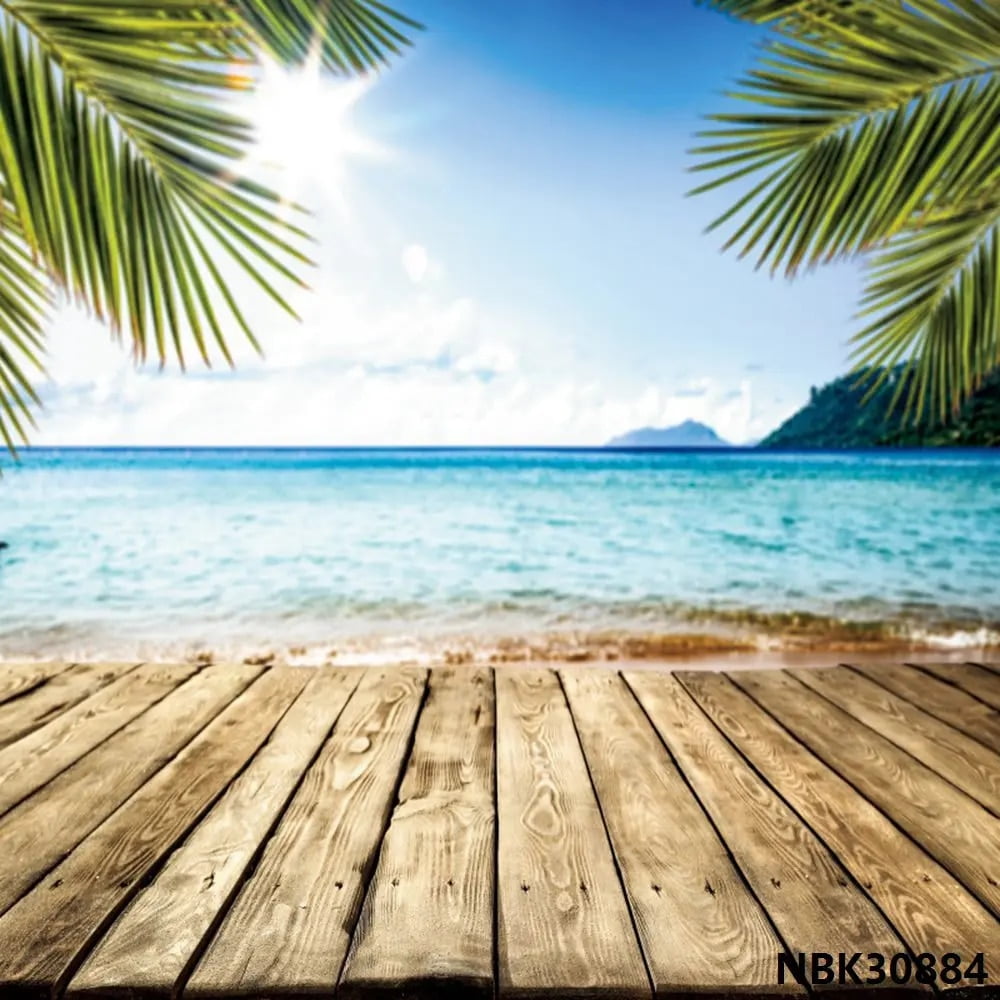 Laeacco Green Summer Tropical Palms Tree Leaves Wood Floor Baby Child ...