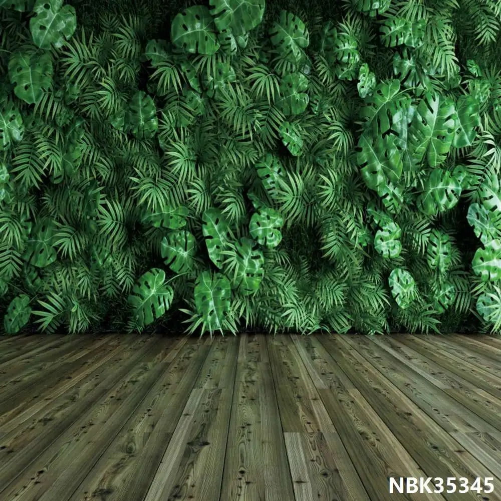 Laeacco Green Summer Tropical Palms Tree Leaves Wood Floor Baby Child ...