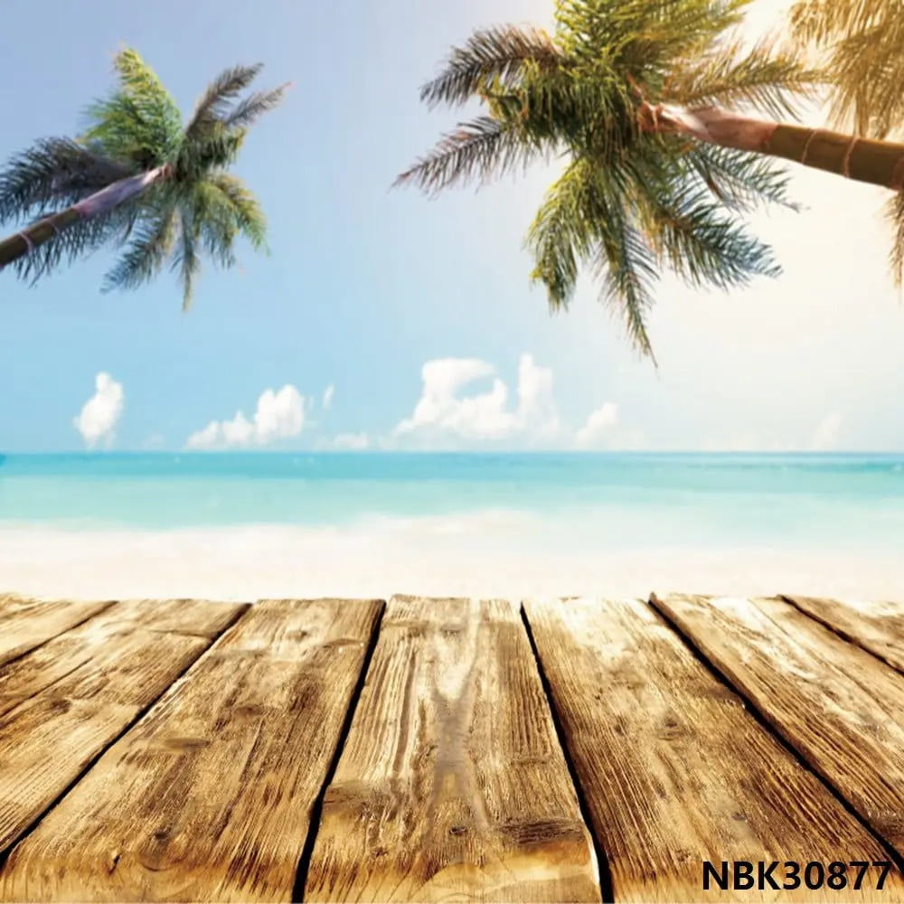 Laeacco Green Summer Tropical Palms Tree Leaves Wood Floor Baby Child ...