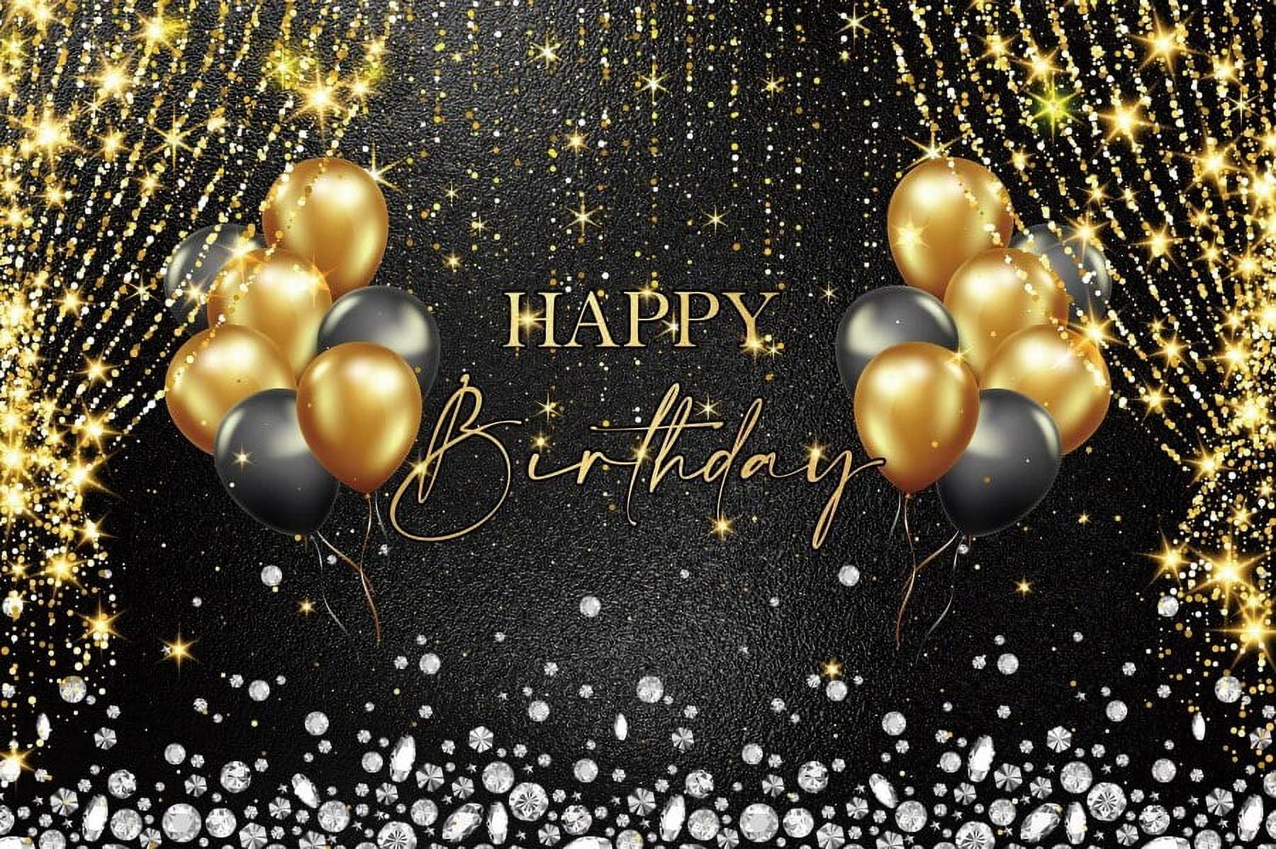 Laeacco Happy 40th Birthday Backdrop Black And Golden Glitter Gold ...
