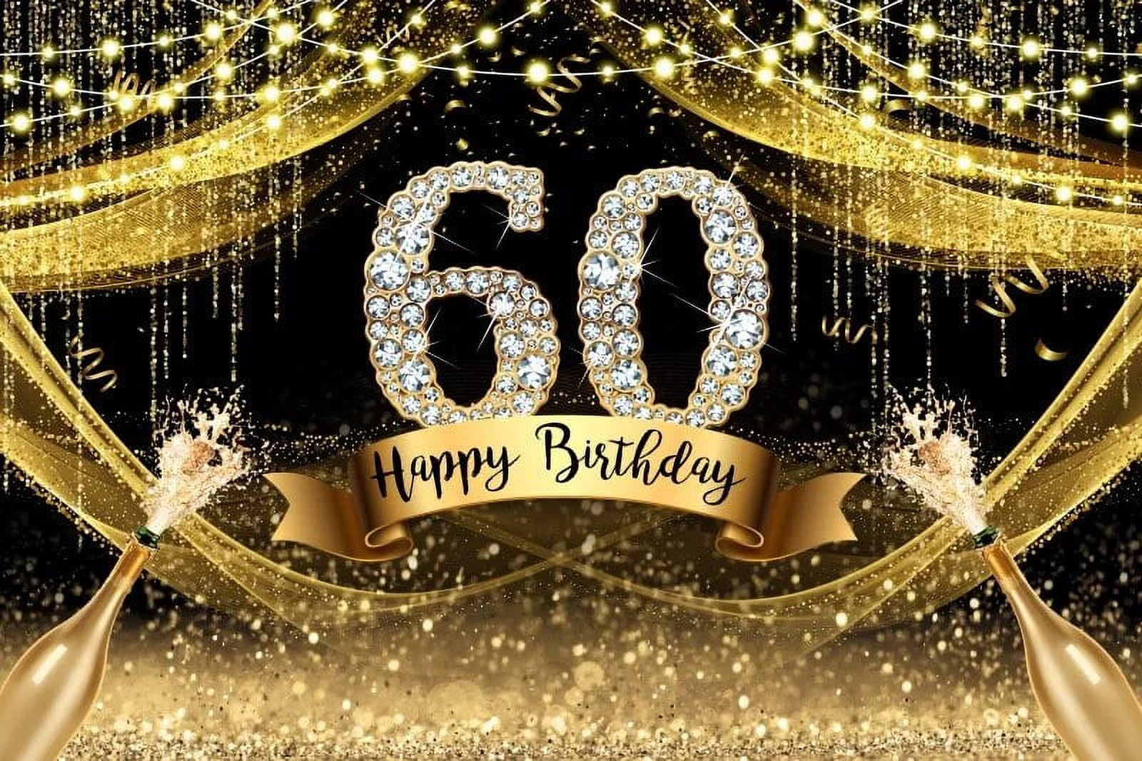 Laeacco Happy 40th Birthday Backdrop Black And Golden Glitter Gold ...