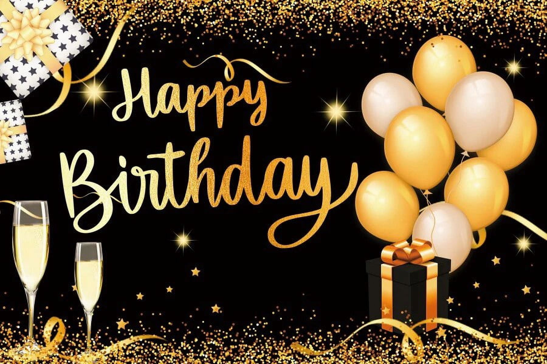 Laeacco Happy 40th Birthday Backdrop Black And Golden Glitter Gold ...