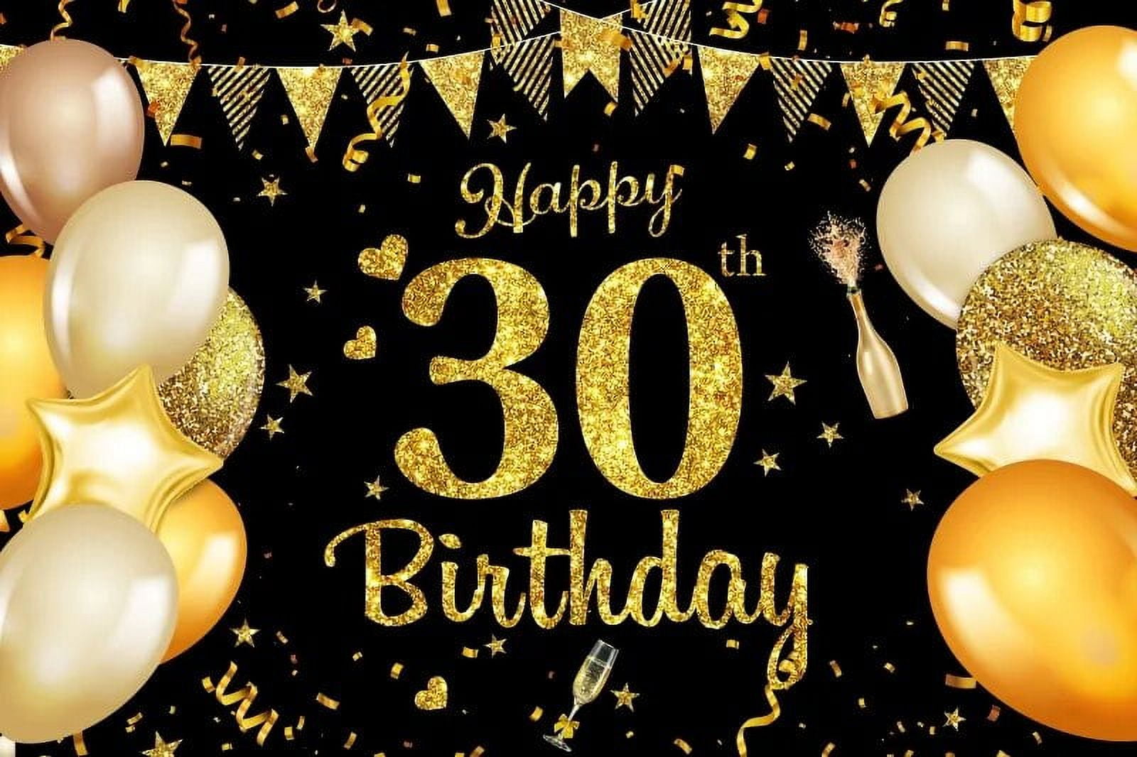 Laeacco Happy 40th Birthday Backdrop Black And Golden Glitter Gold ...