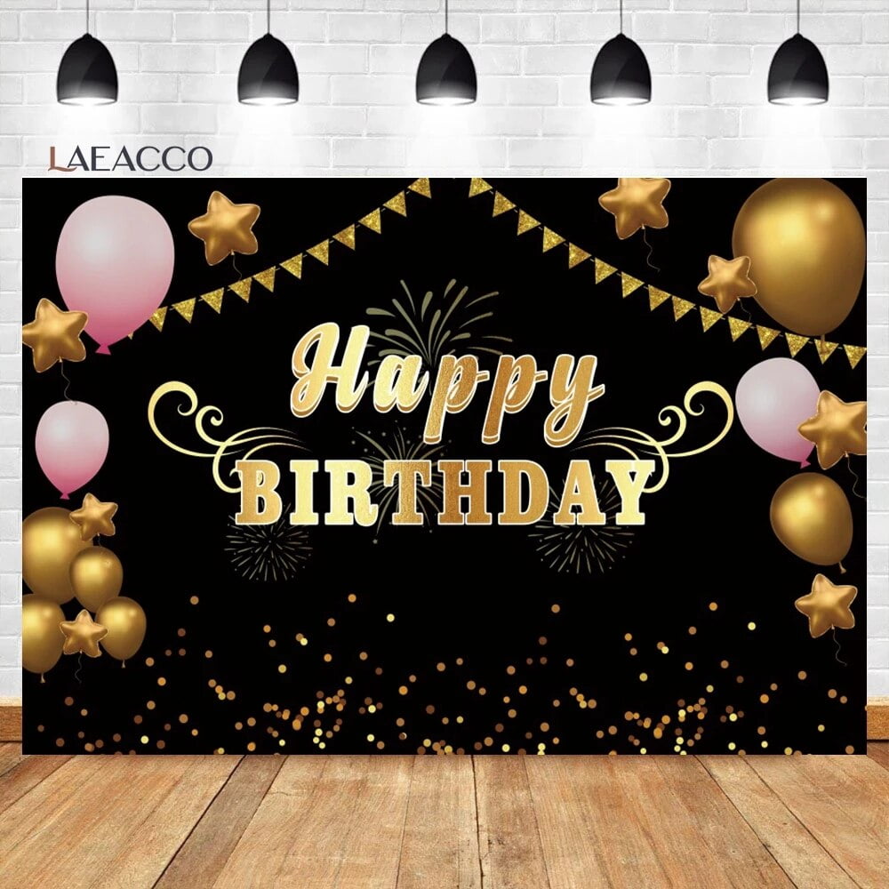 Laeacco Happy Birthday Backdrop Colorful Balloons Stars Graffiti Kid ...