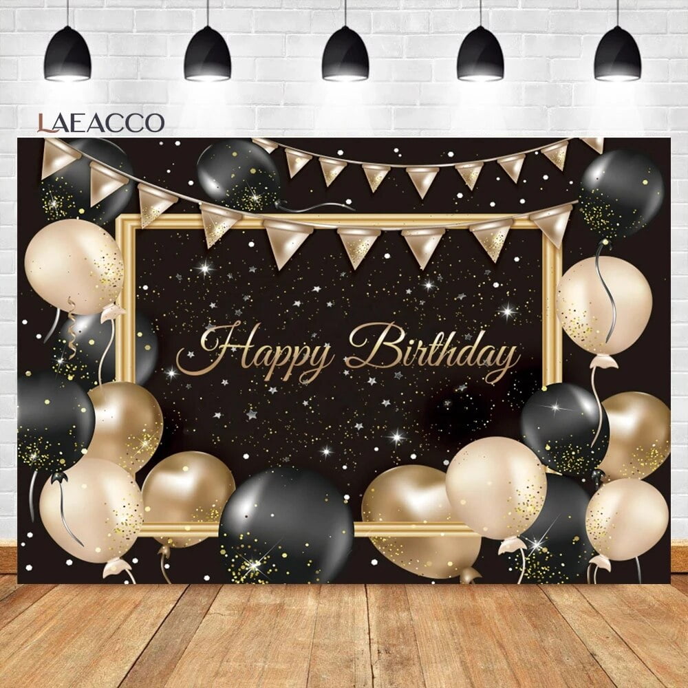 Laeacco Happy Birthday Backdrop Colorful Balloons Stars Graffiti Kid ...