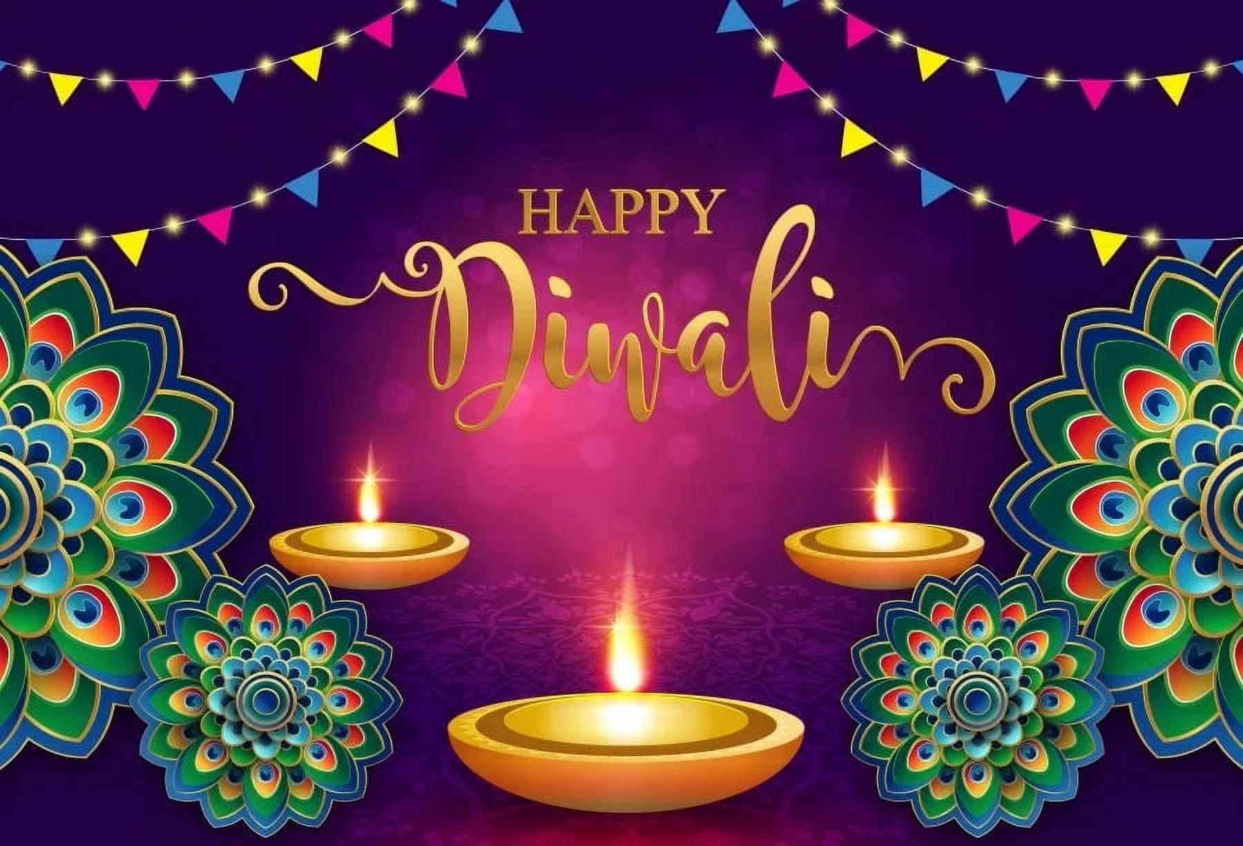 Laeacco Happy Diwali Backdrop Burning Light Deepavali Indian Tradition ...