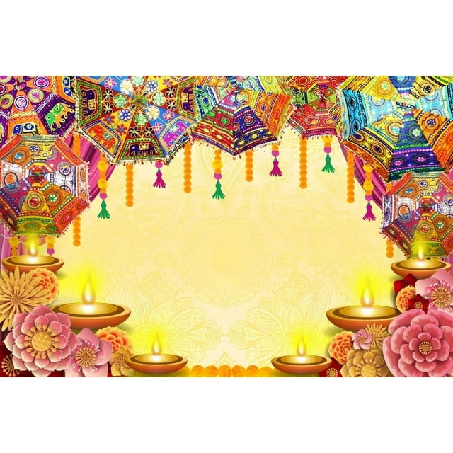 Laeacco Happy Diwali Backdrop Burning Light Deepavali Indian Tradition ...