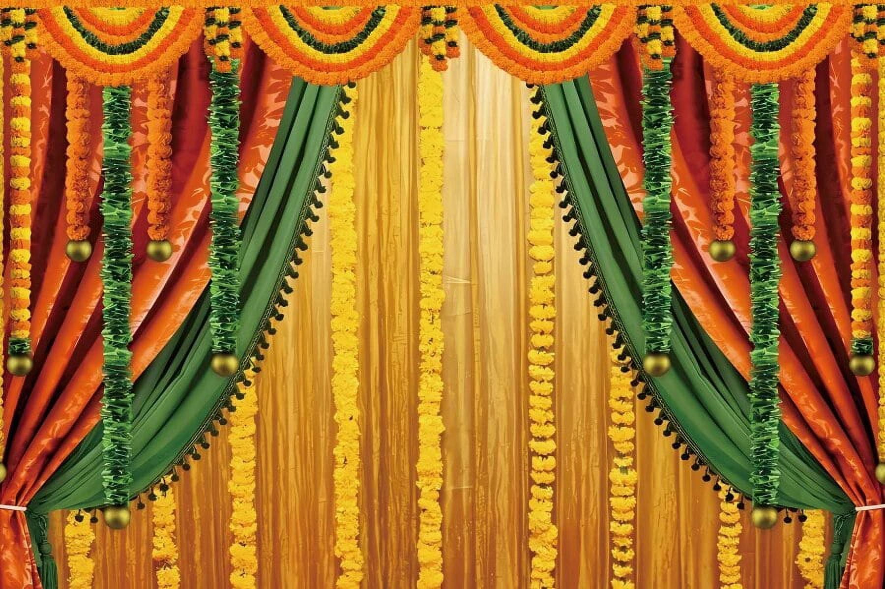 Laeacco India Pooja Traditional Photography Backdrop Leaf Green ...