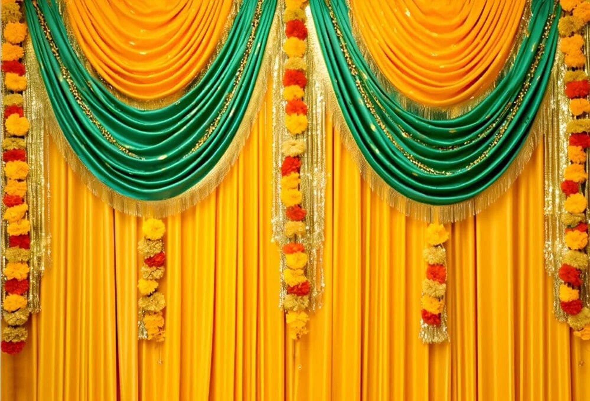 Laeacco India Pooja Traditional Photography Backdrop Leaf Green ...