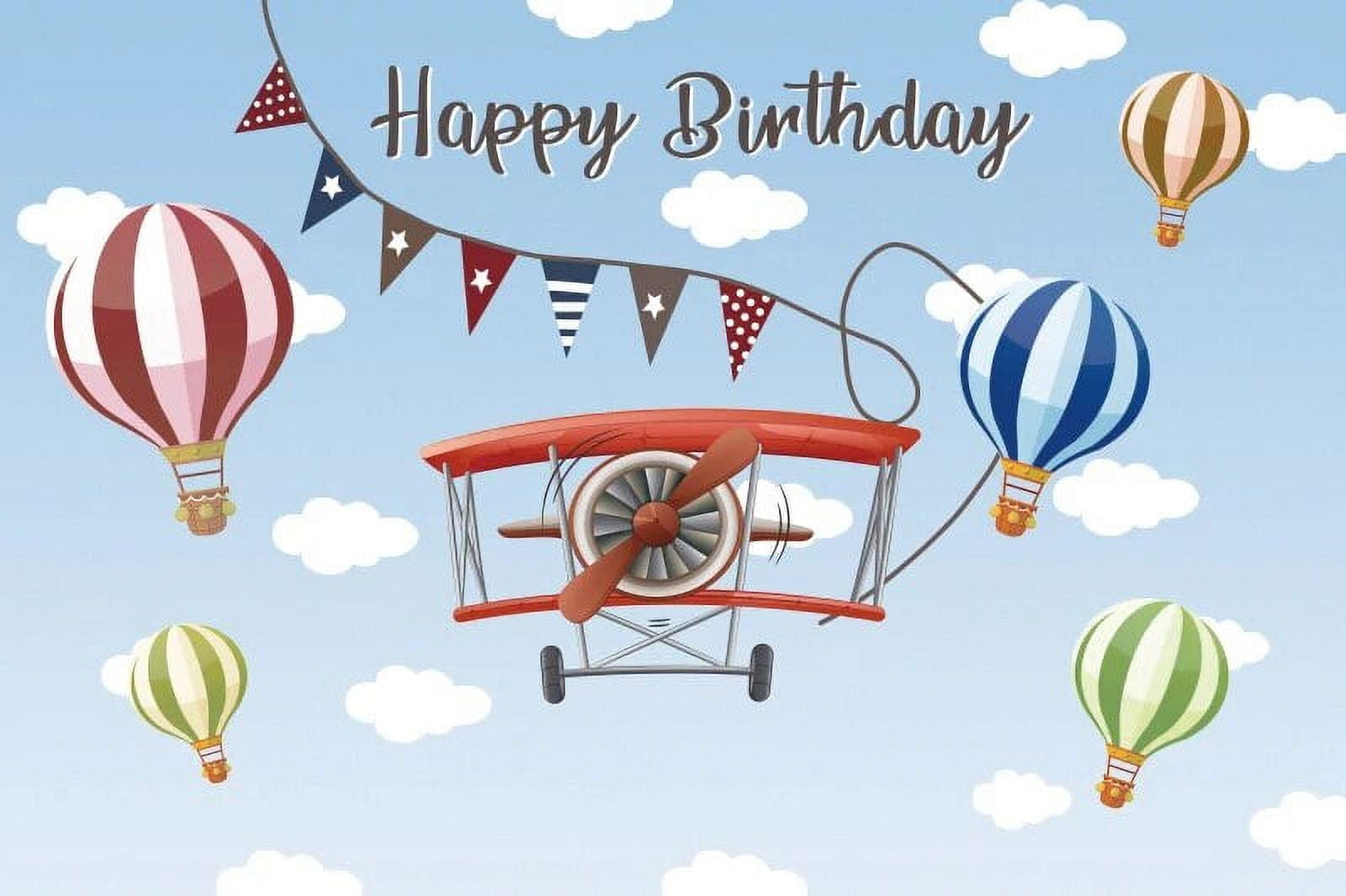 Laeacco Large 3D Background Airplane Hot Air Balloon Children Room ...