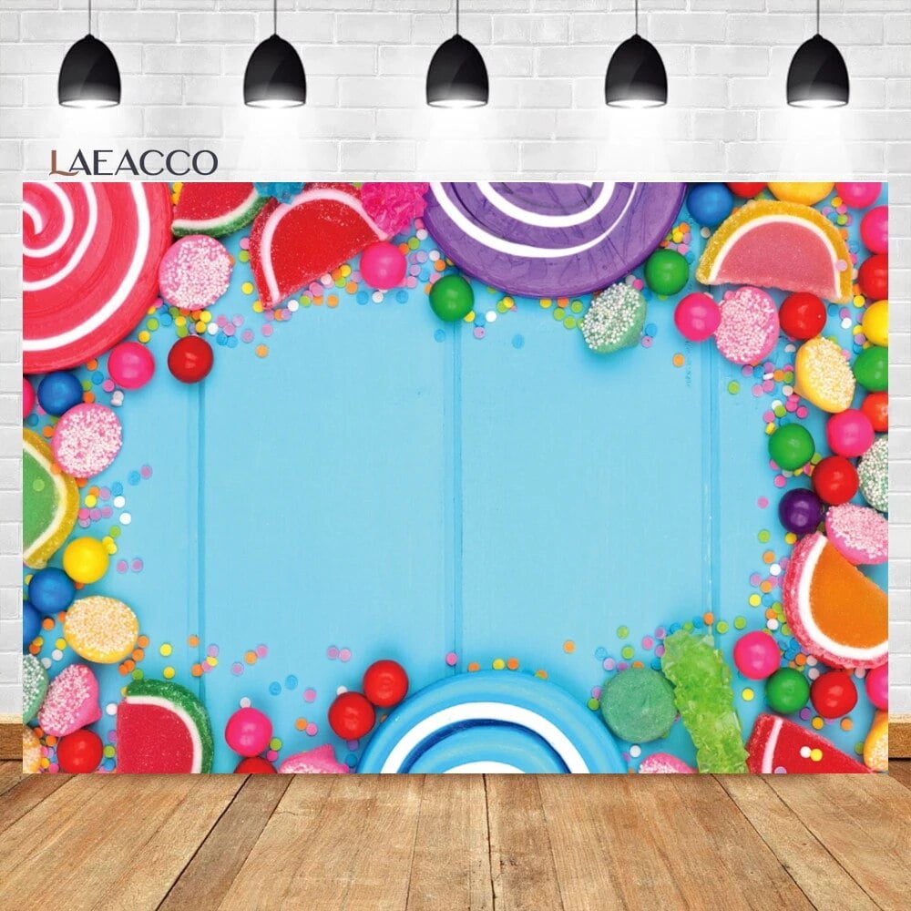 Laeacco Lollipop Candy Bar Dessert Donut Baby Birthday Photography ...
