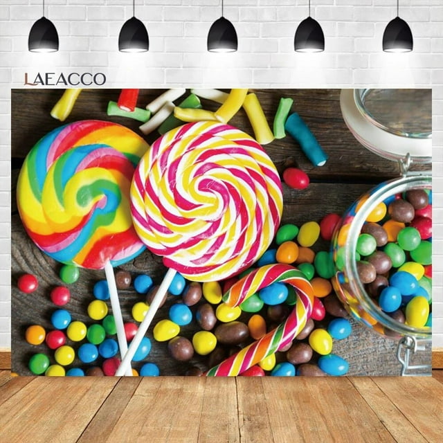 Laeacco Lollipop Candy Bar Dessert Donut Baby Birthday Photography ...