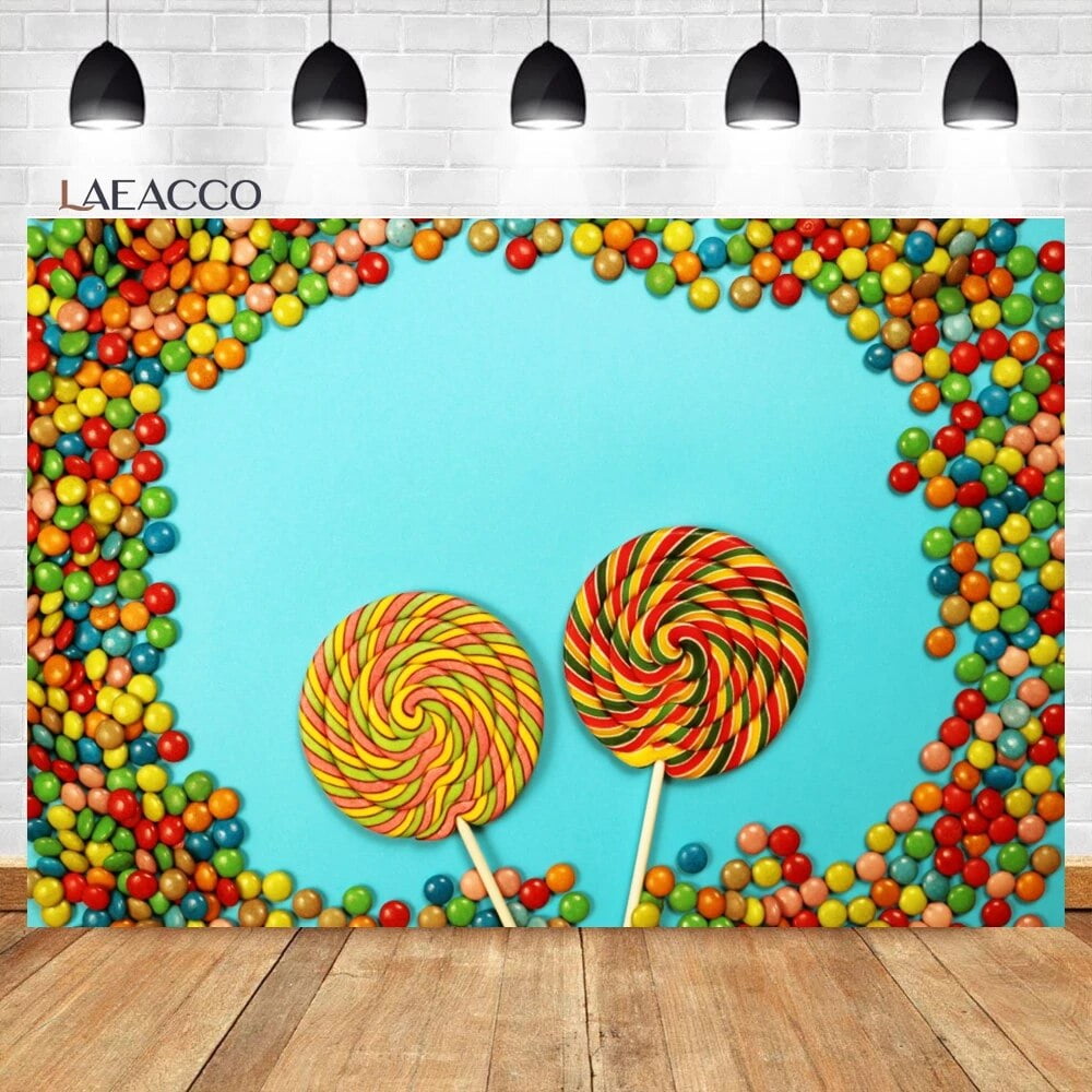 Laeacco Lollipop Candy Bar Dessert Donut Baby Birthday Photography ...