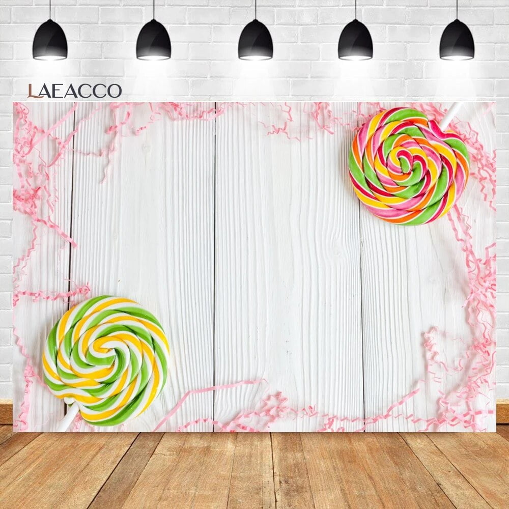 Laeacco Lollipop Candy Bar Dessert Donut Baby Birthday Photography ...