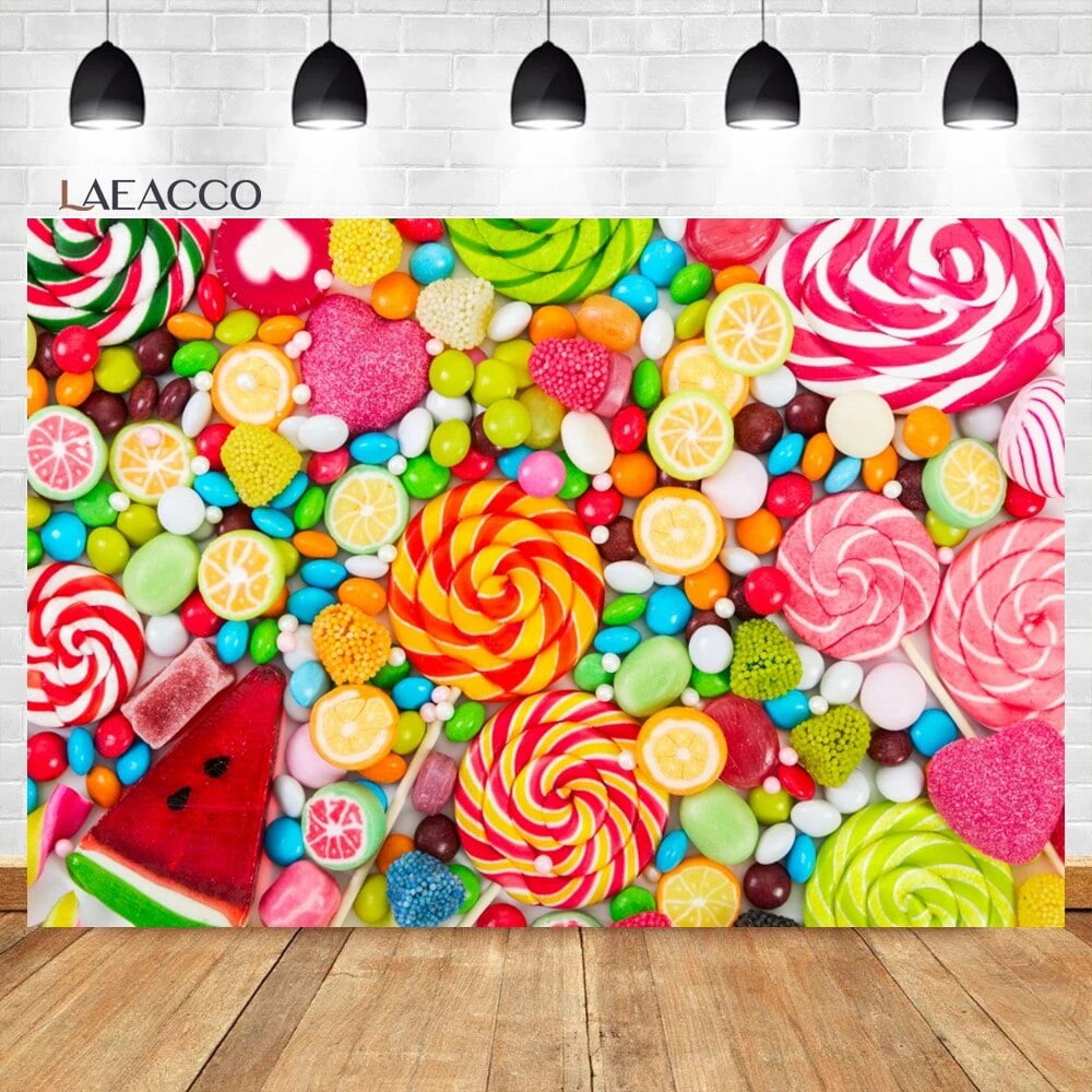 Laeacco Lollipop Candy Bar Dessert Donut Baby Birthday Photography ...