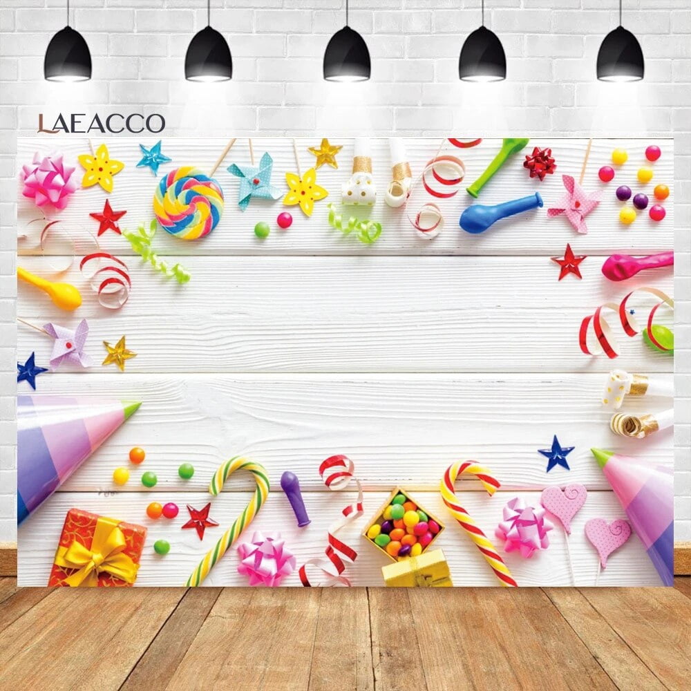 Laeacco Lollipop Candy Bar Dessert Donut Baby Birthday Photography ...