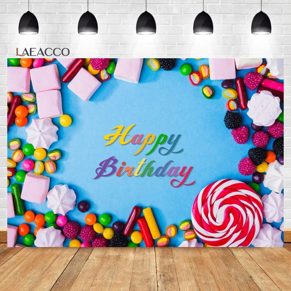 Laeacco Lollipop Candy Bar Dessert Donut Baby Birthday Photography ...