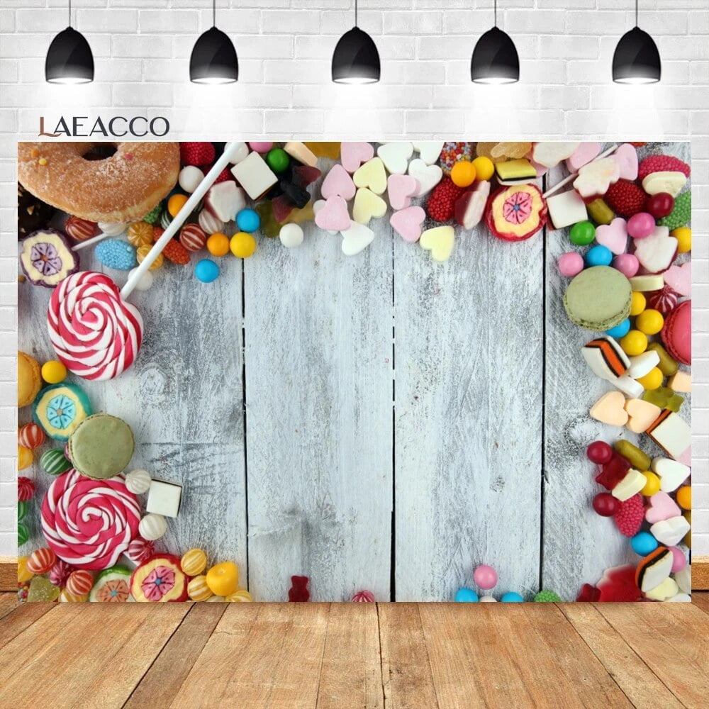 Laeacco Lollipop Candy Bar Dessert Donut Baby Birthday Photography ...