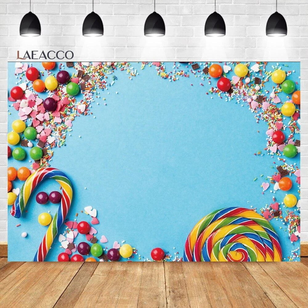 Laeacco Lollipop Candy Bar Dessert Donut Baby Birthday Photography ...