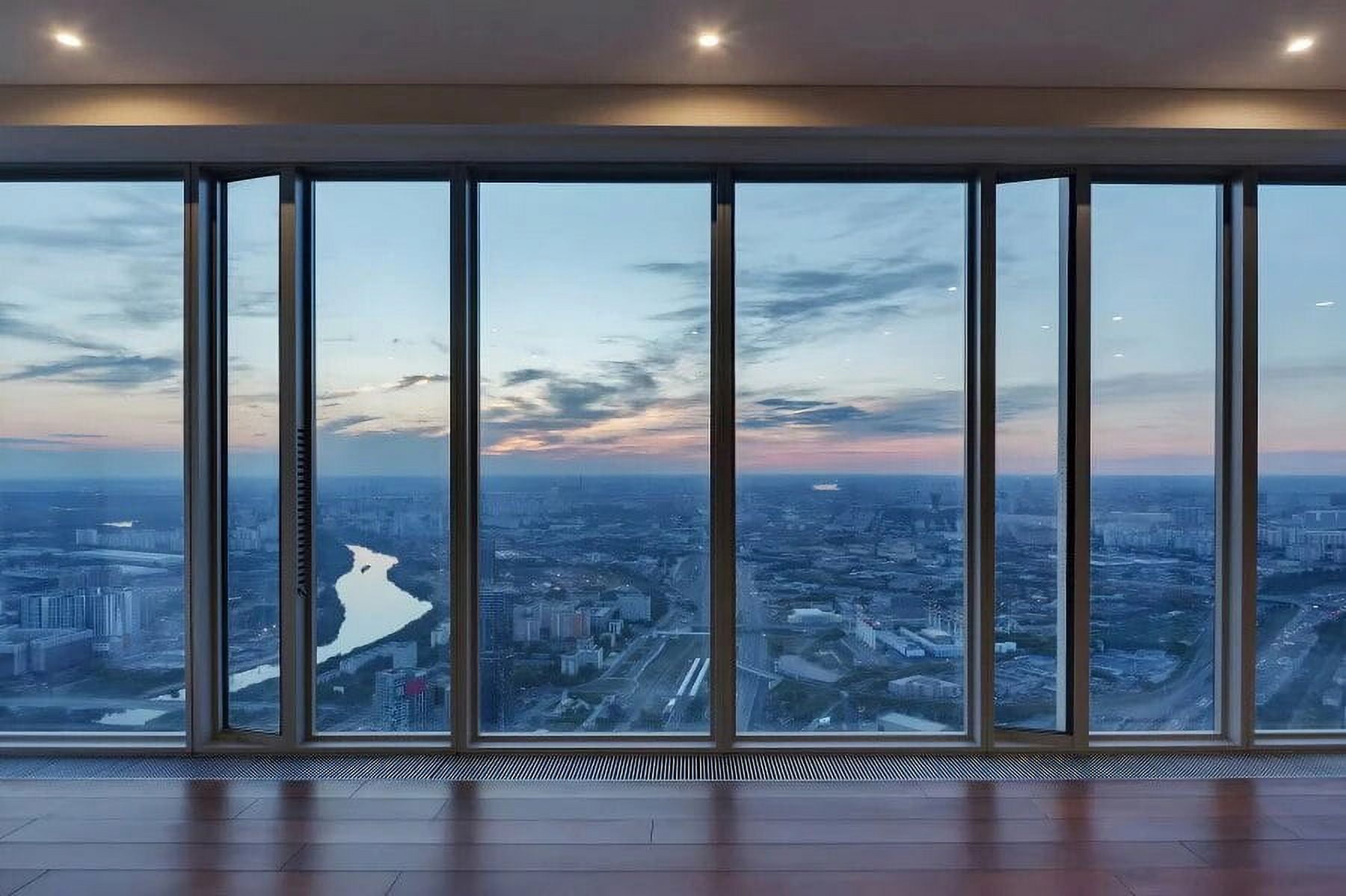 Laeacco Modern City Buildings French Window Technology Video Stage ...