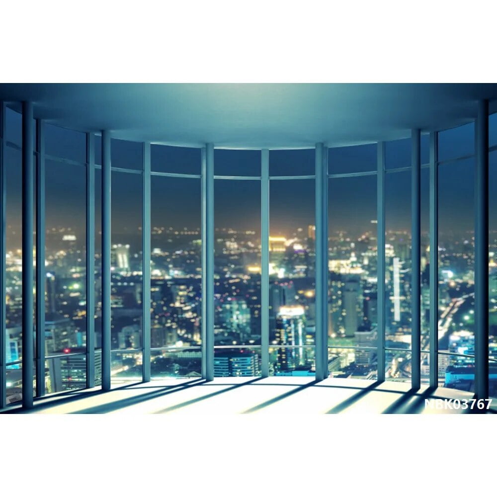 Laeacco Modern City Buildings French Window Technology Video Stage ...