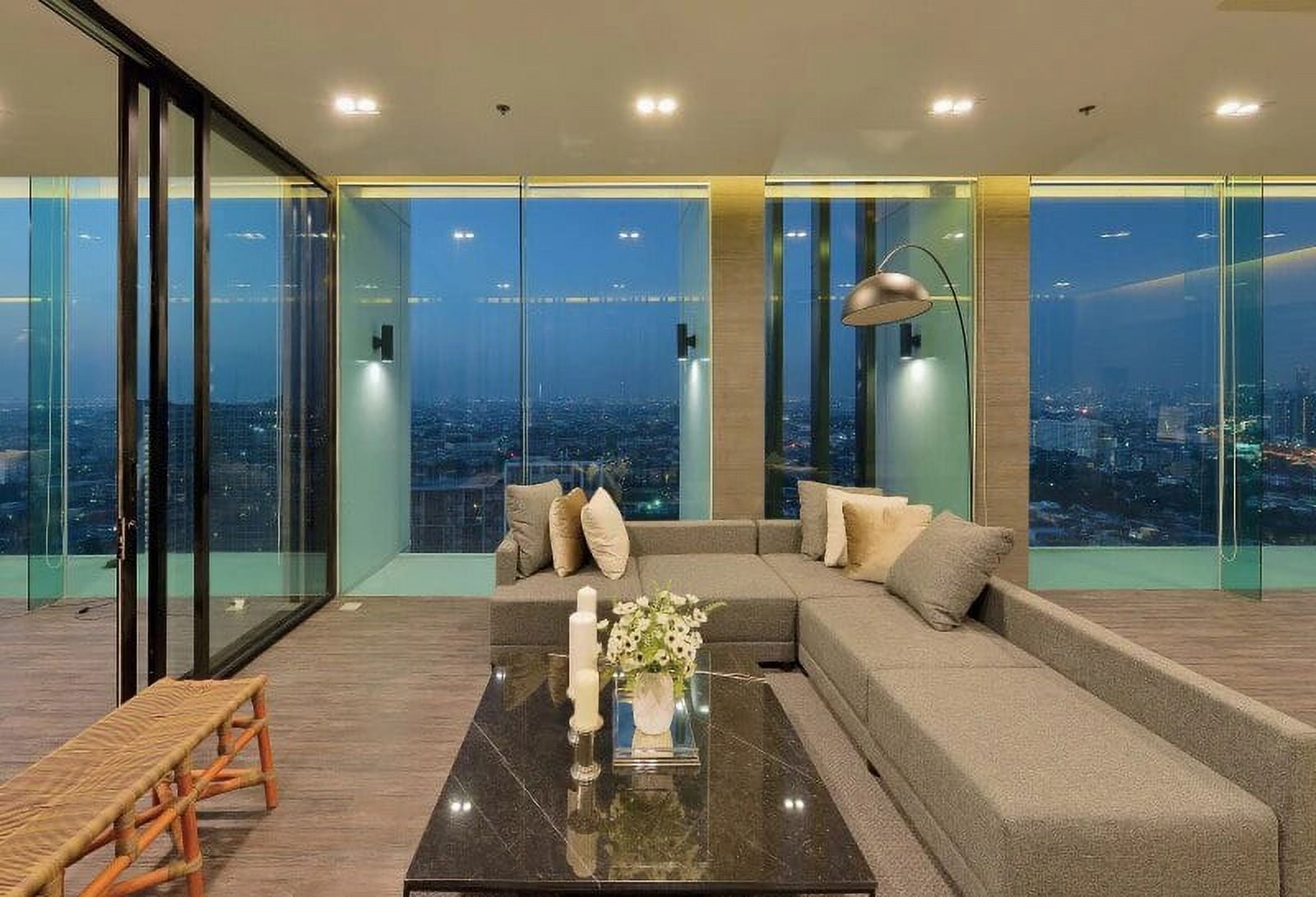 Laeacco Modern City Buildings French Window Technology Video Stage ...