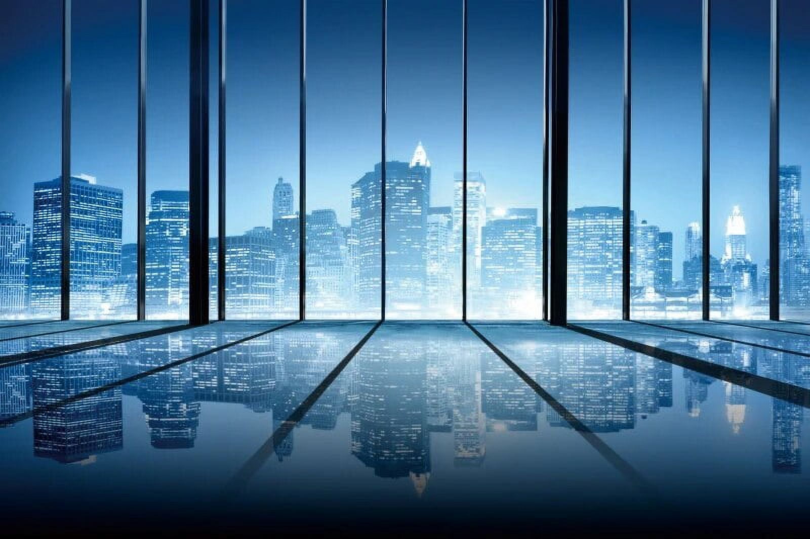 Laeacco Modern City Buildings French Window Technology Video Stage ...