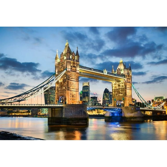 Laeacco Modern City Metropolis Buildings Sea Bridge Scenic Photography ...