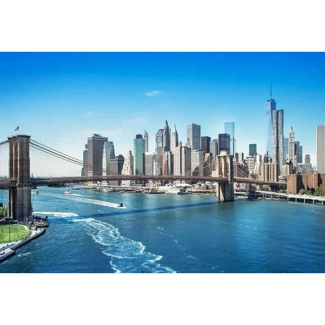 Laeacco Modern City Metropolis Buildings Sea Bridge Scenic Photography ...