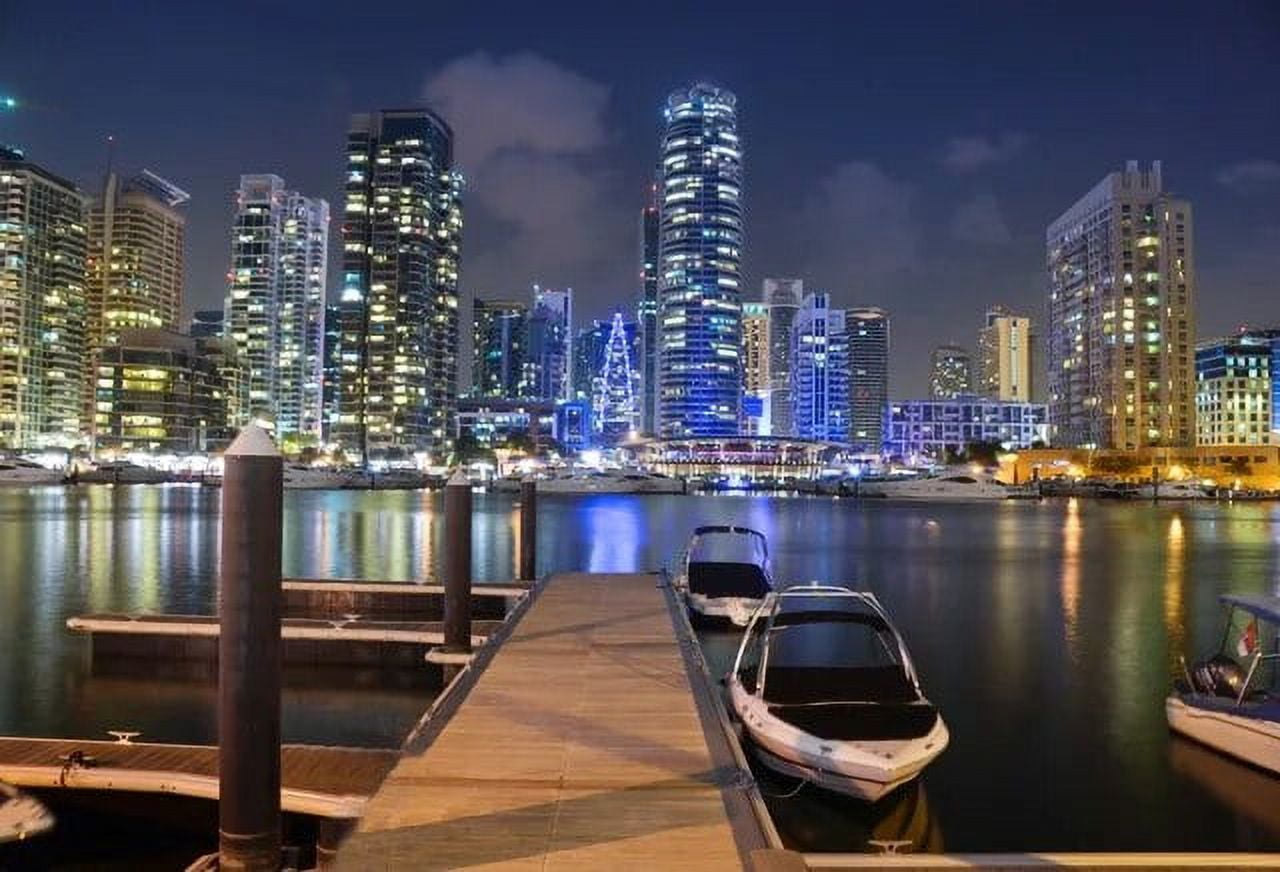 Laeacco Modern City Metropolis Buildings Sea Bridge Scenic Photography ...