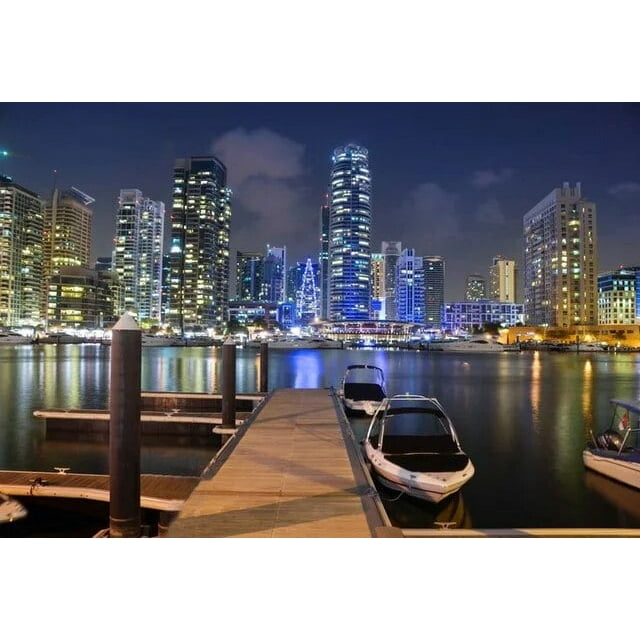 Laeacco Modern City Metropolis Buildings Sea Bridge Scenic Photography ...