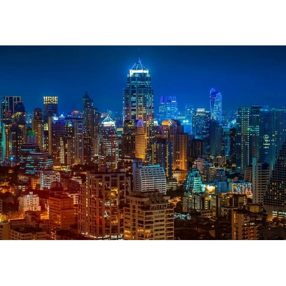 Laeacco Modern Night Lights City Wall Decor Photocall Photography ...