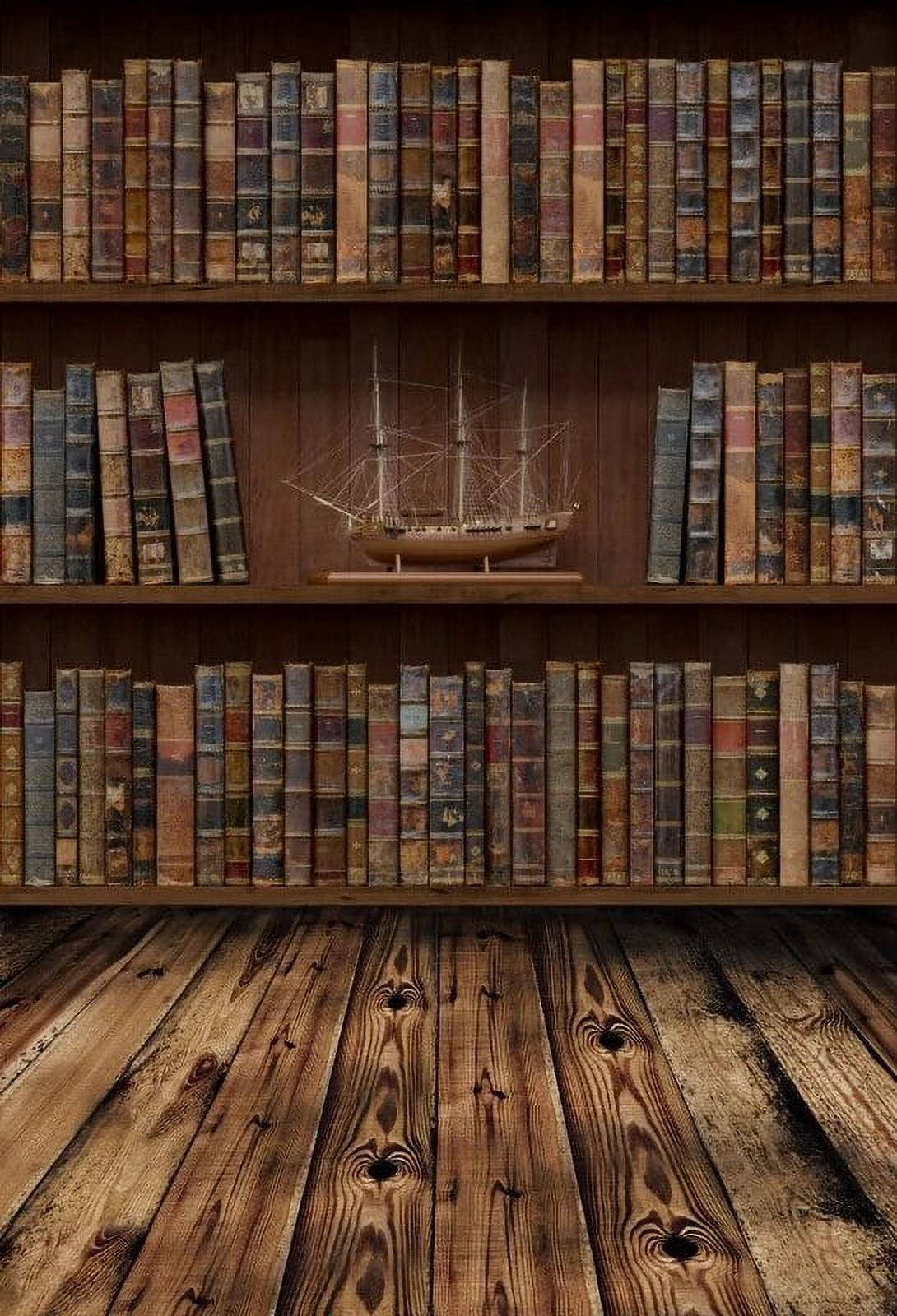 Laeacco Old Bookshelf Library Study Room Baby Portrait Photography ...