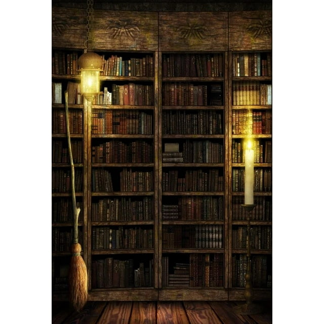 Laeacco Old Bookshelf Library Study Room Baby Portrait Photography ...