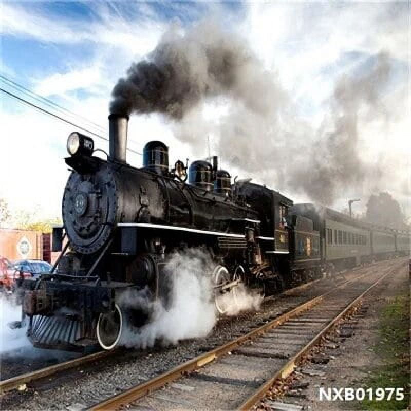 Laeacco Old Steam Locomotive Smoking Natural Scenery Photographic ...