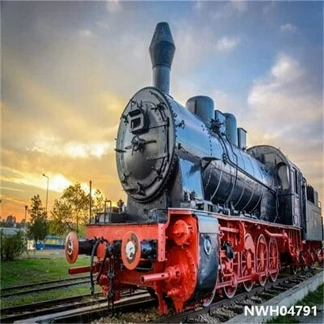 Laeacco Old Steam Locomotive Smoking Natural Scenery Photographic ...