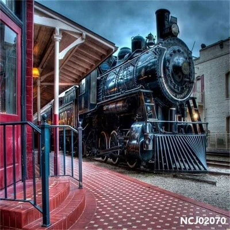 Laeacco Old Steam Locomotive Smoking Natural Scenery Photographic ...