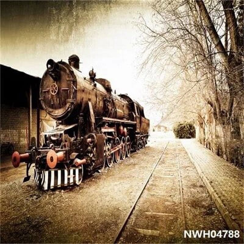 Laeacco Old Steam Locomotive Smoking Natural Scenery Photographic ...
