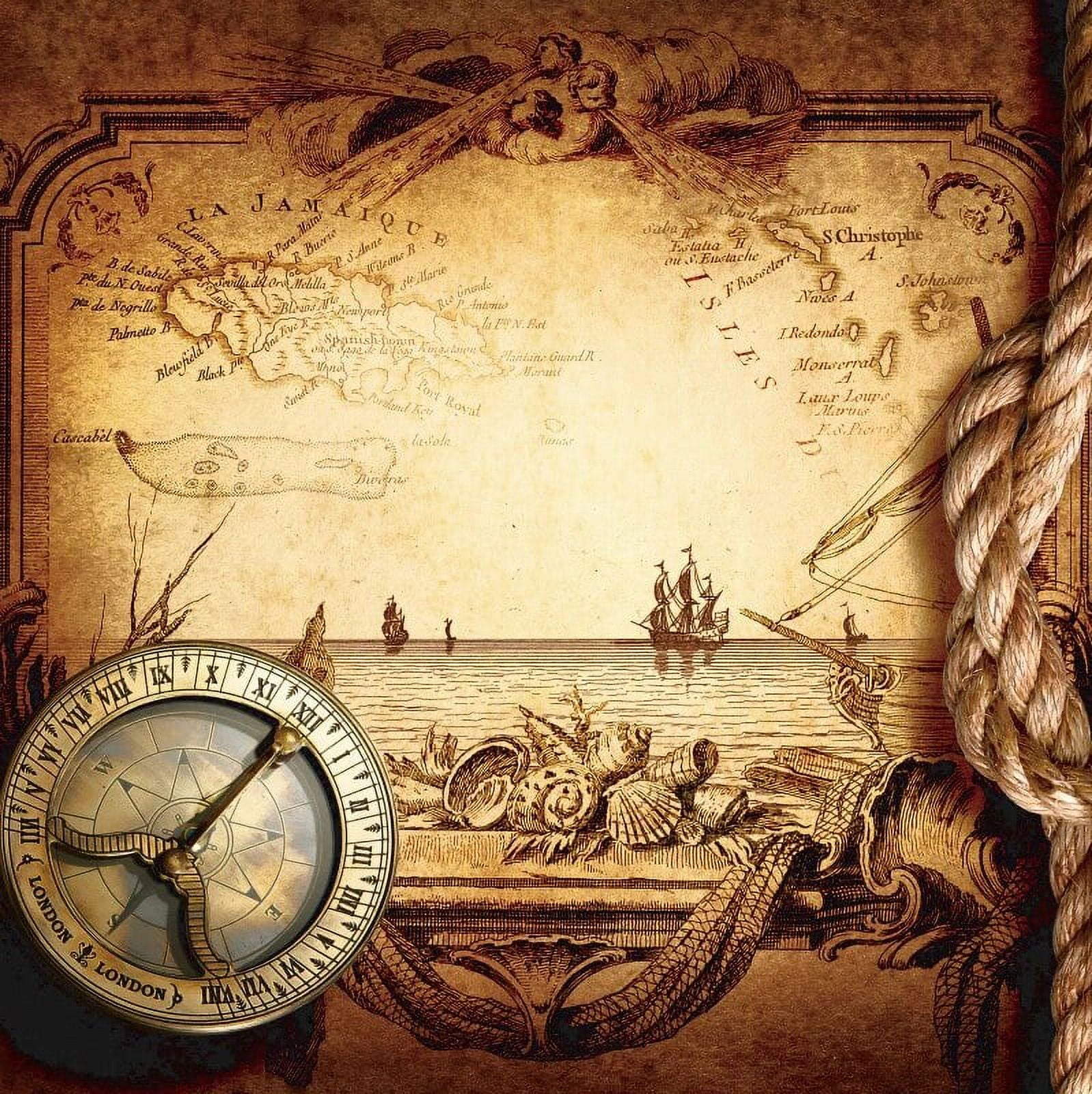 Laeacco Old Vintage World Ship Maps Navigation Home Party Decor Pattern ...