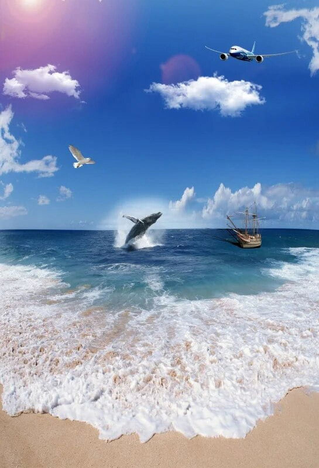 Laeacco Photo Background Summer Seaside BeachSunshine Shell Scene Baby ...